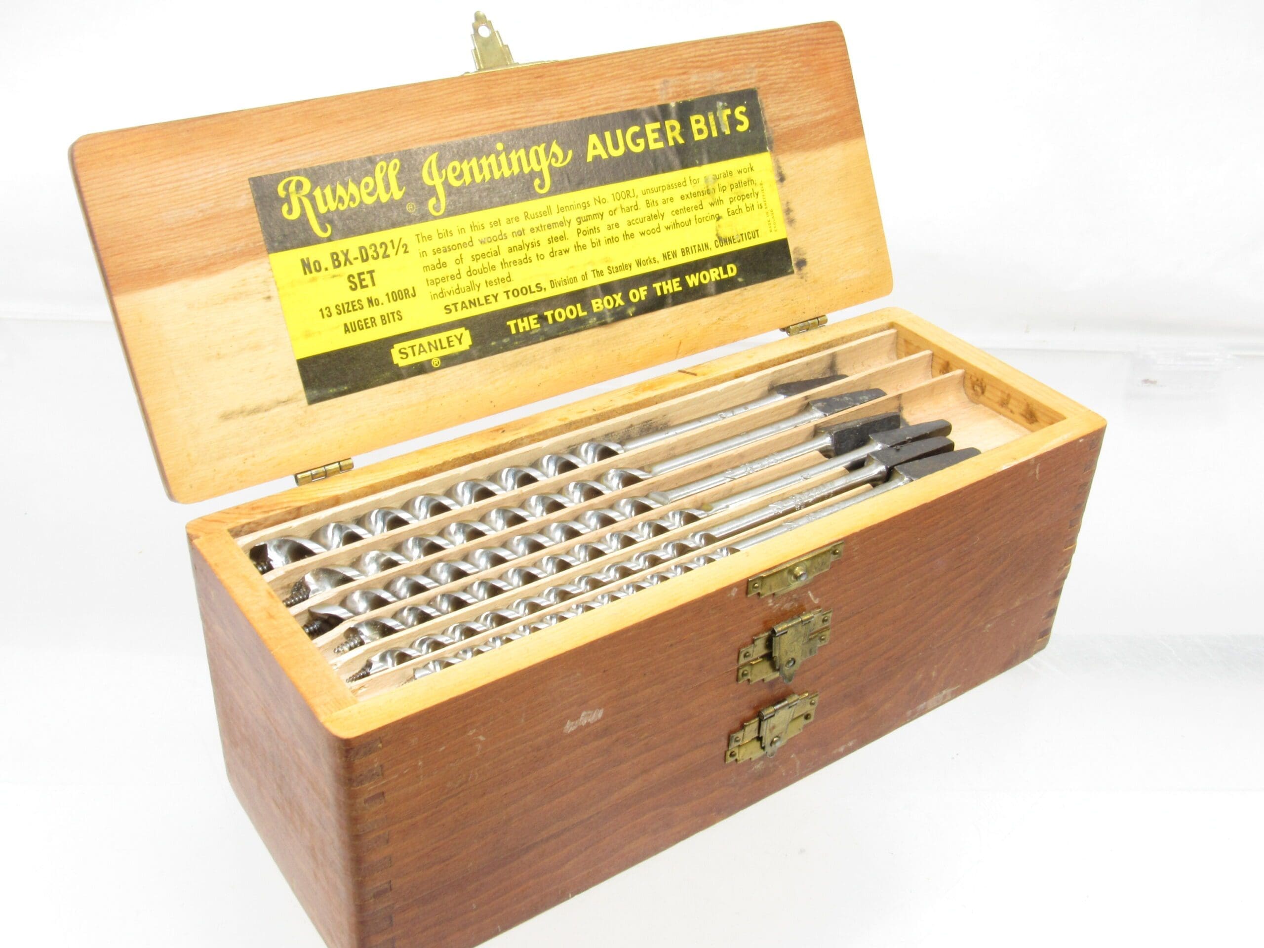 Superb Set of Russell Jennings Stanley Auger Bits in Three Tier Box ...