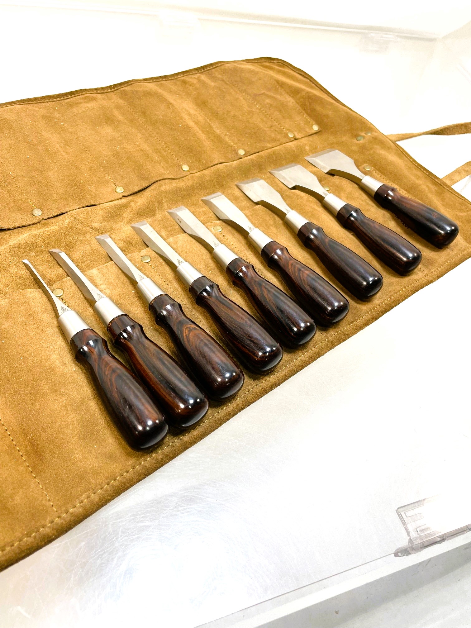 Minty Blue Spruce Tools Optima Butt Chisel Set of 9 In Cocobolo In Lie ...