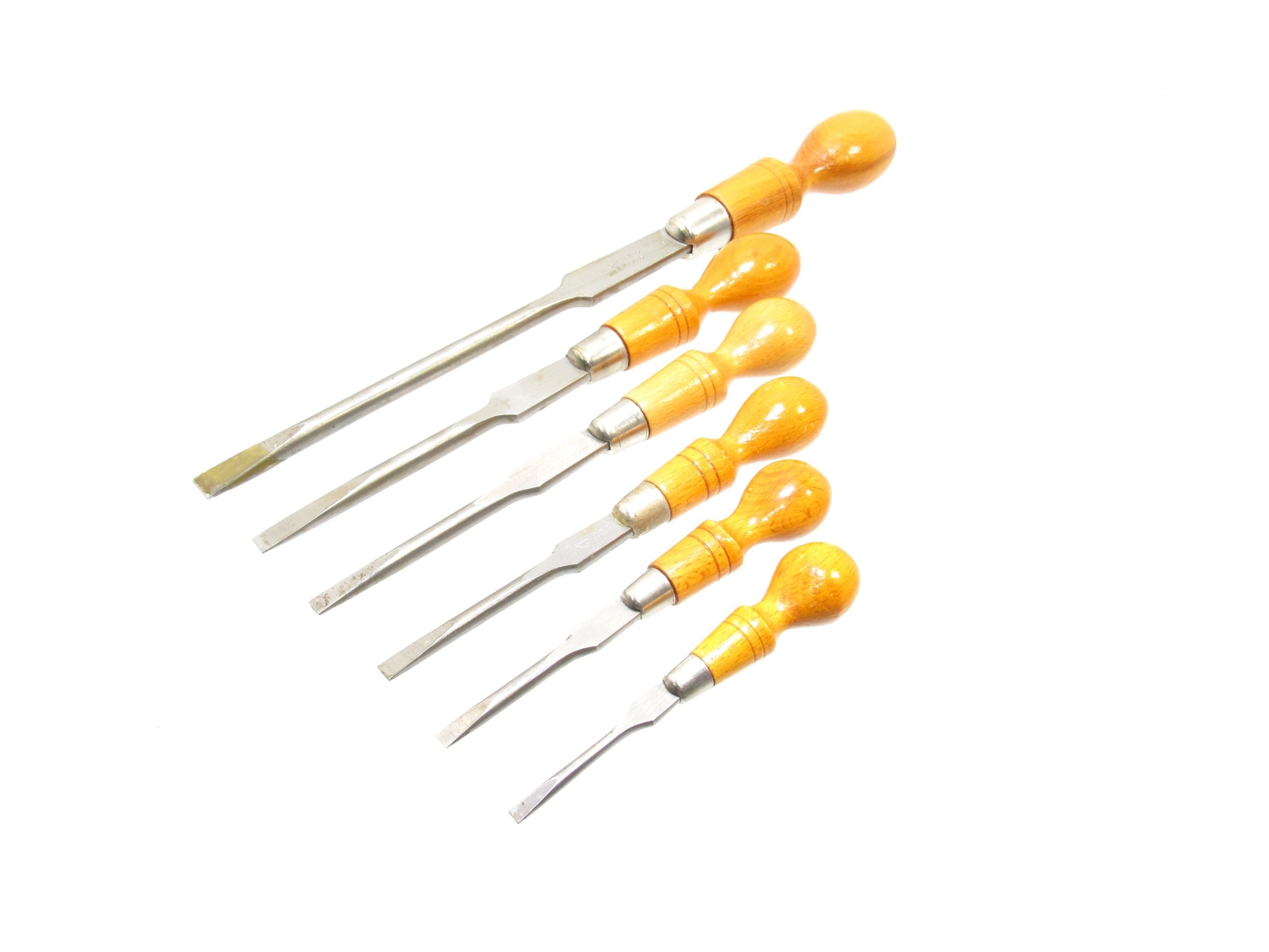 Minty Set Of 6 Wooden Handle Cabinet Makers Screwdriver 17"- 5 1/2 ...