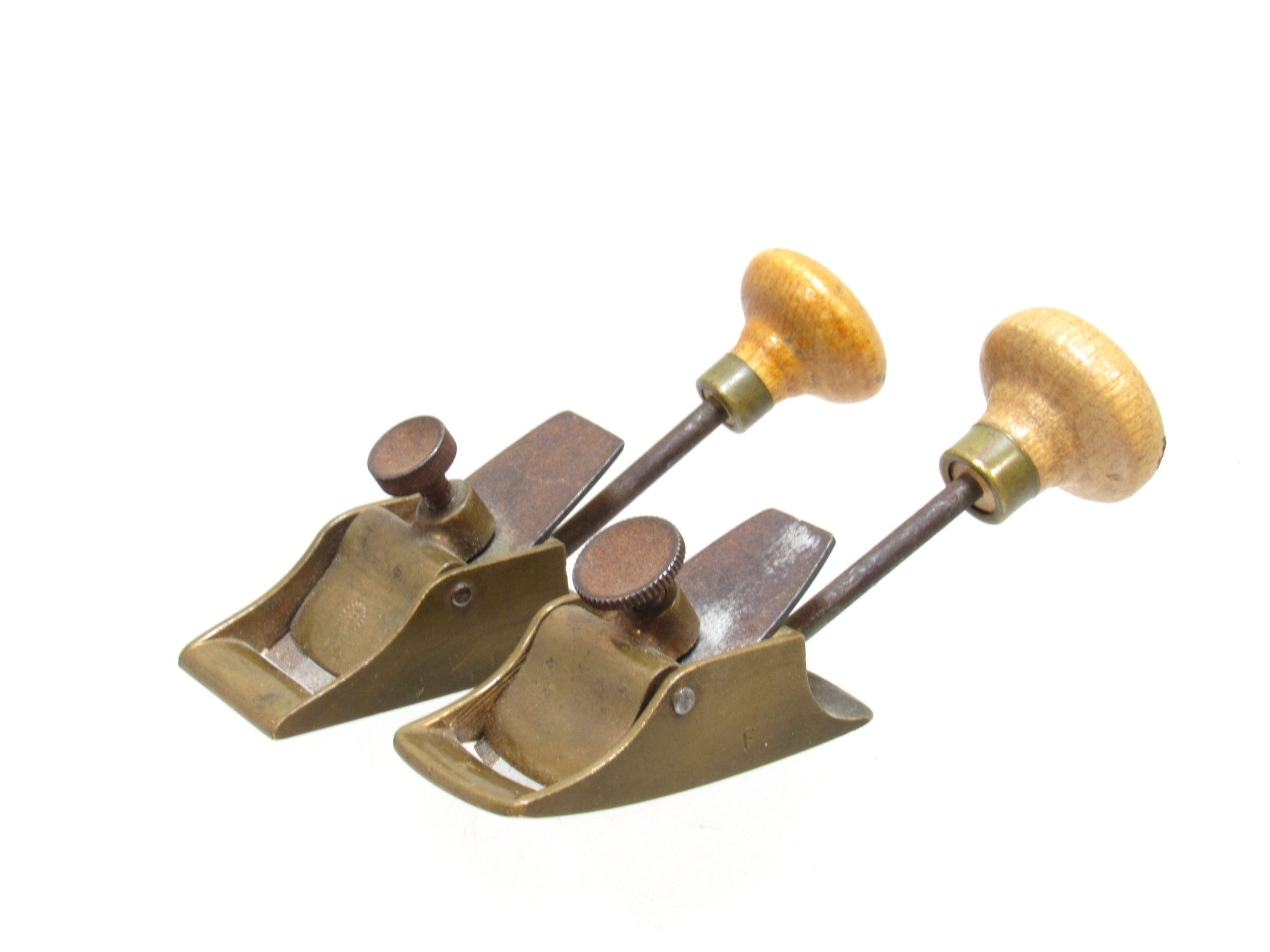 Pair Of Small Curved & Flat Sole Bronze Instrument Makers Tail Handle ...