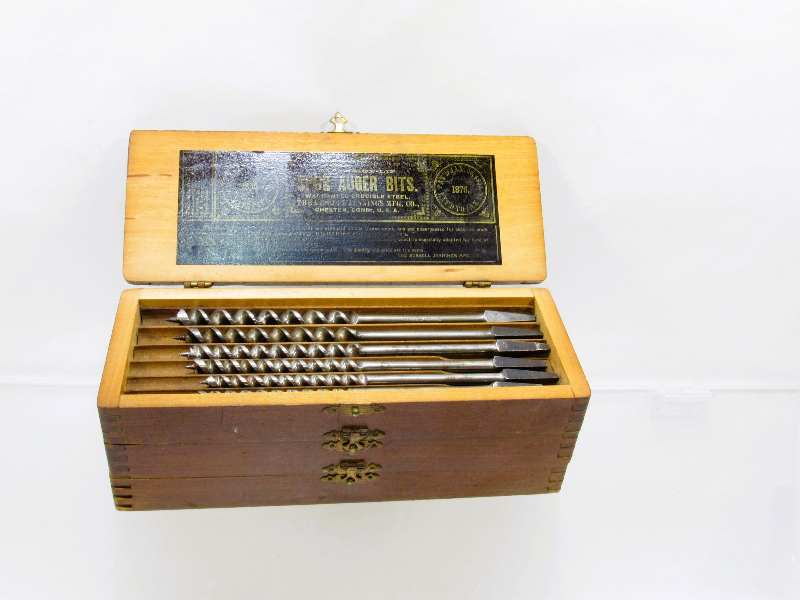 Superb Set of Russell Jennings Black Label Auger Bits in Three Tier Box ...
