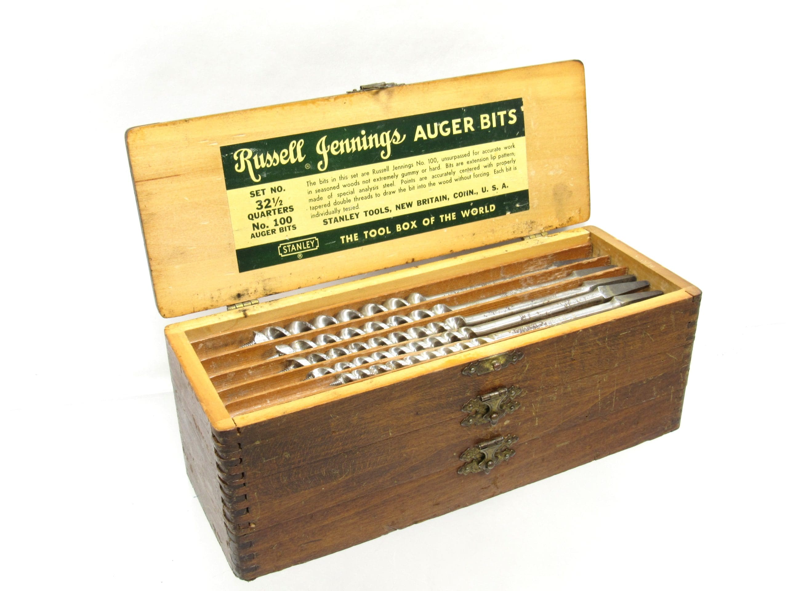 Superb Set of Russell Jennings Stanley Auger Bits in Three Tier Box ...