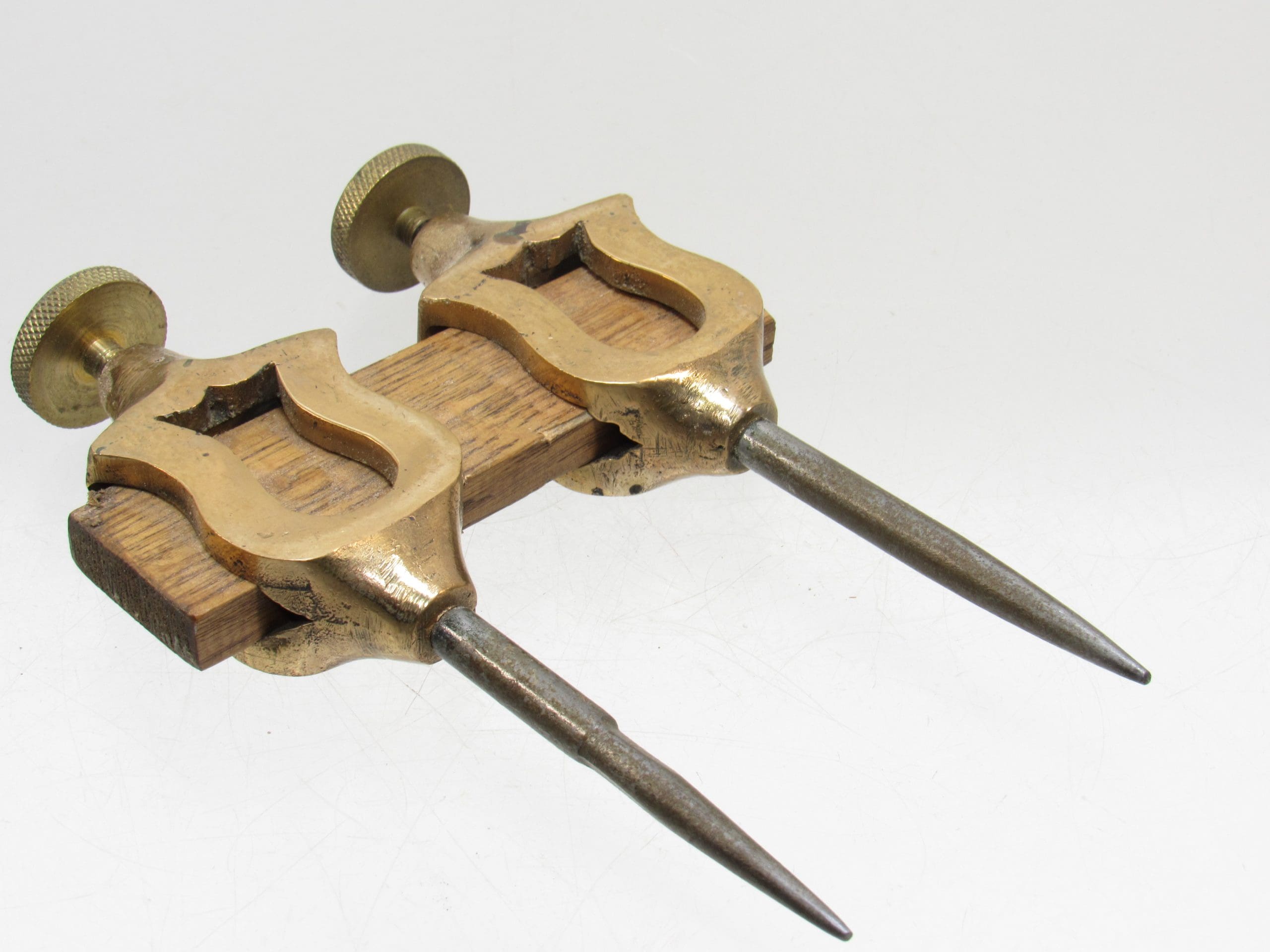 Awesome Very Early Brass Trammel Points With Shield Design 6 1/4" Long ...