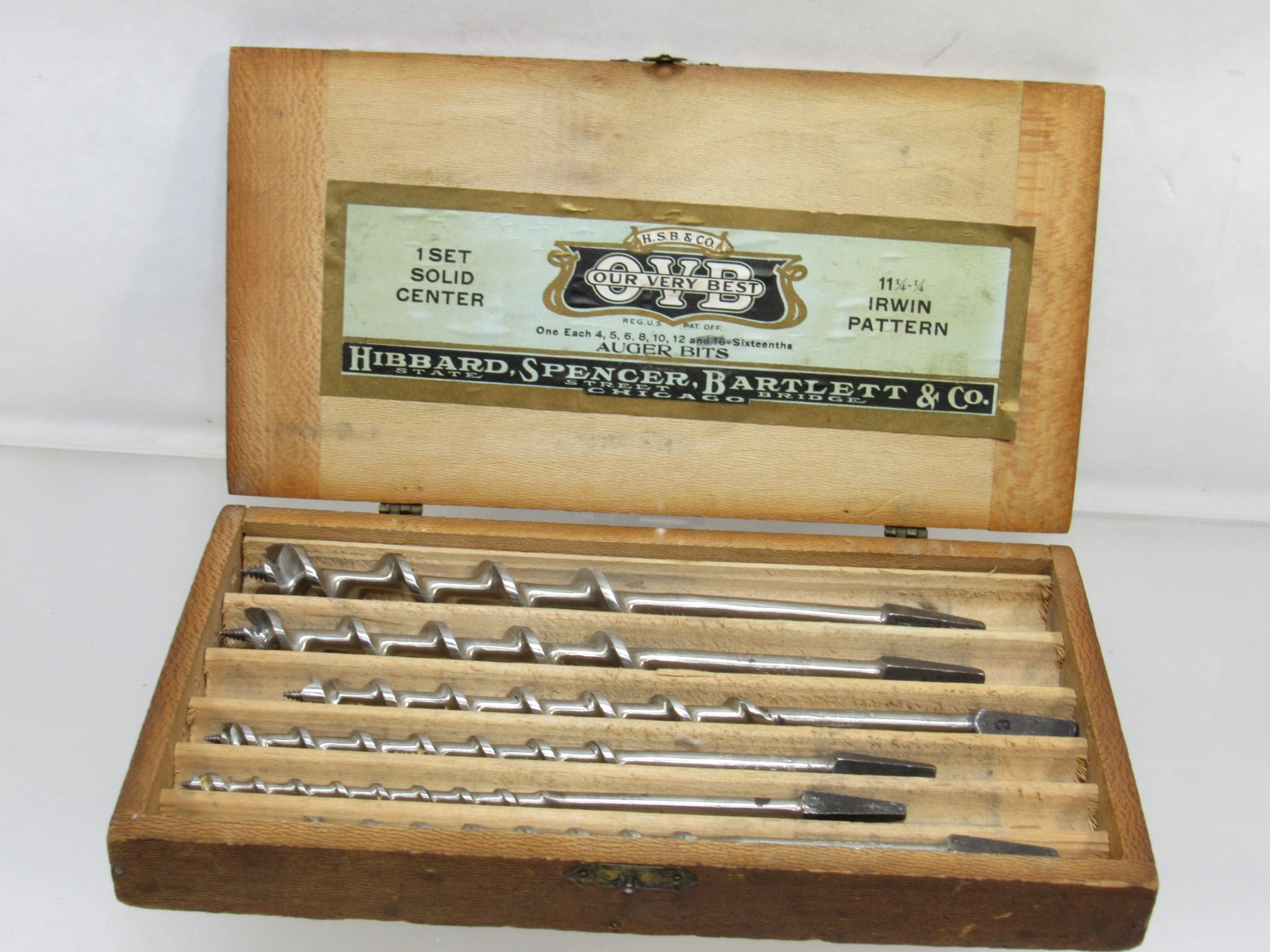 Great Set of H.S.B & Co OVB Our Very Best Irwin Mattern Auger Bits In ...
