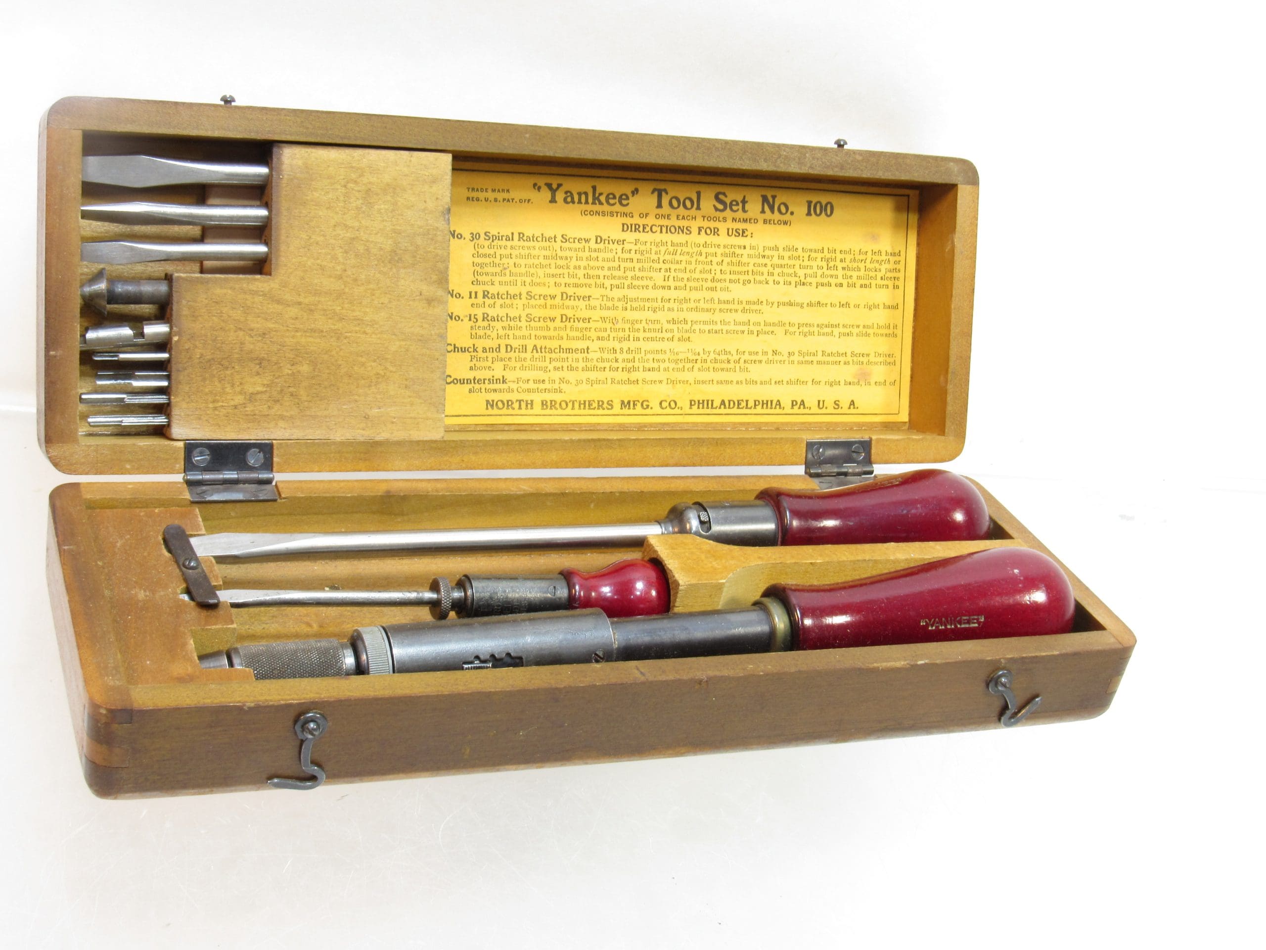 Superb Yankee North Brothers Tool Set # 100 Spiral Ratchet Screwdriver ...