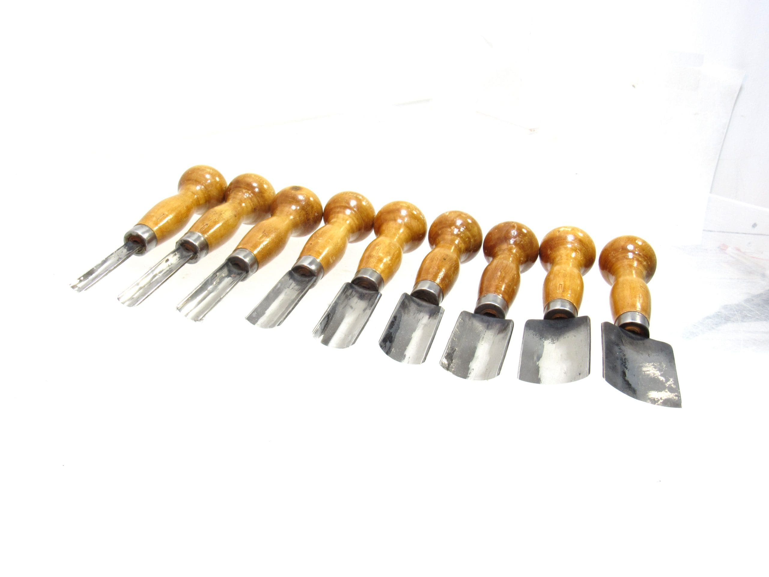 Amazing High Quality Set Of 9 Scroll Palm Gouge Chisels From The ...