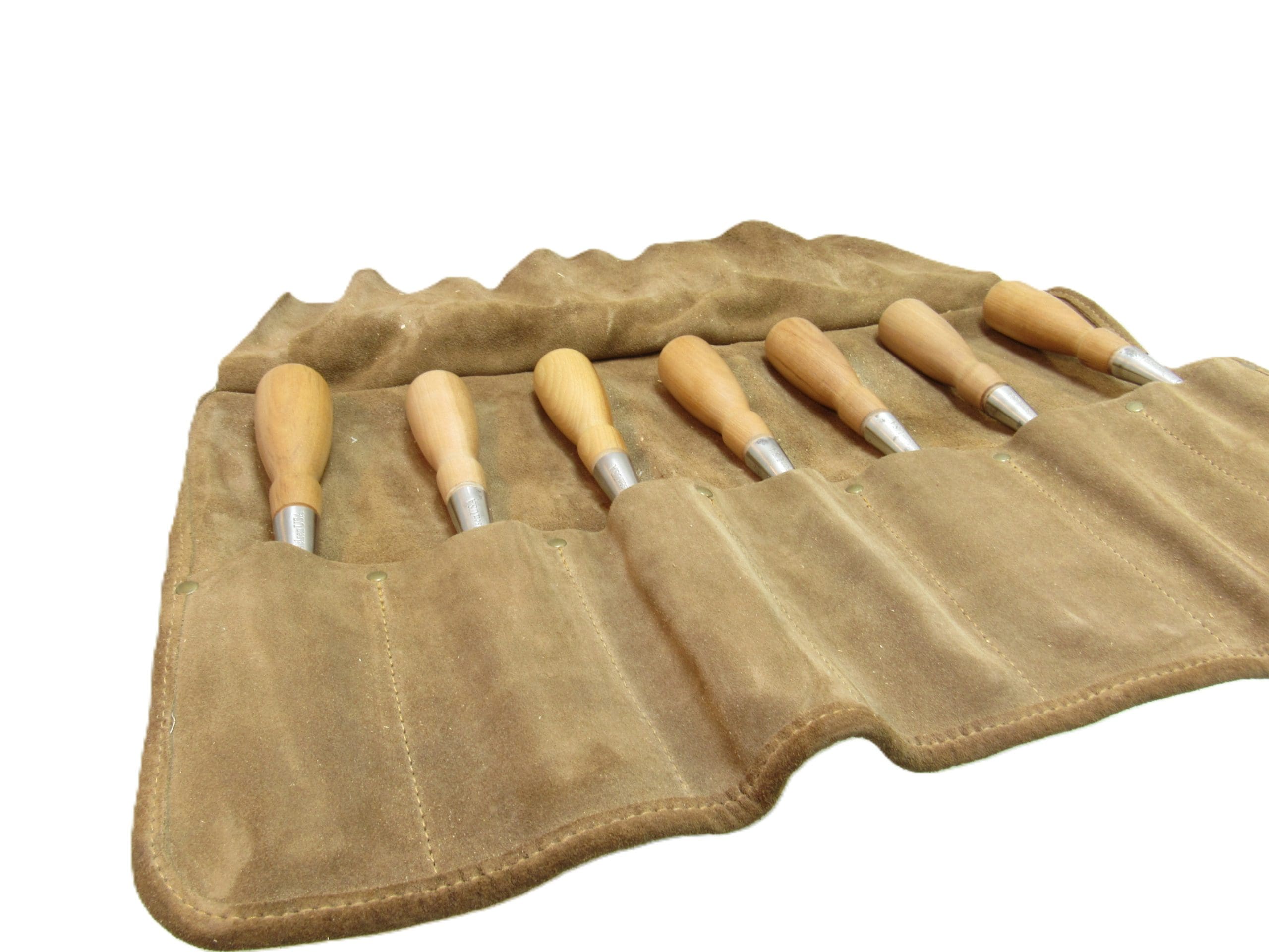Superb Set of 7 Lie Nielsen Chisels In LN Chisel Roll 1/8" 1/4" 3/8" 1/ ...