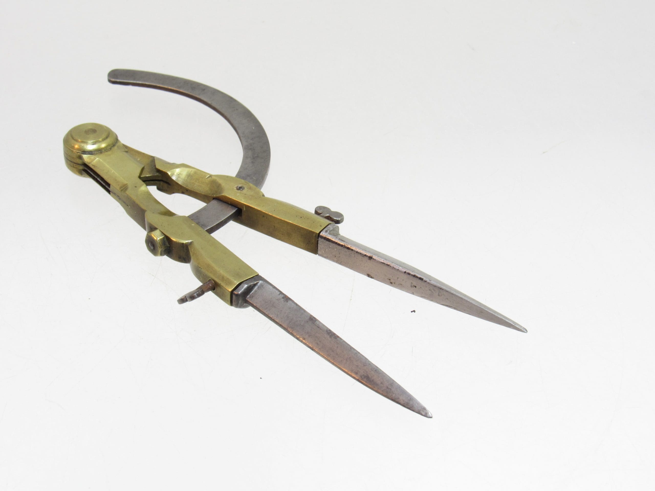 Showy 18Th Century Brass & Iron 6" Dividers With Removable Iron Points ...