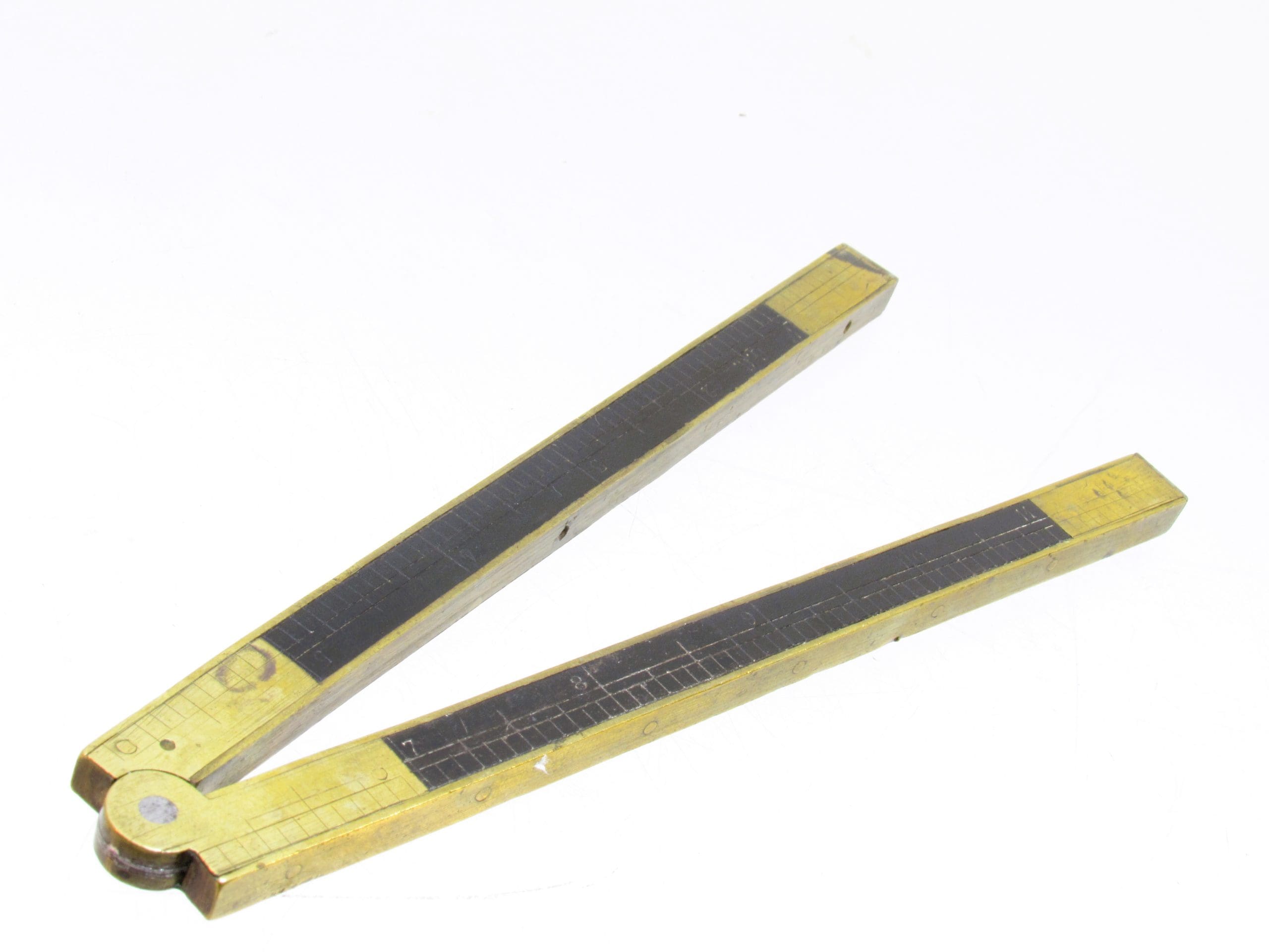 Rare Late 18Th Century Ebony And Brass Folding Rule With Both Metric ...