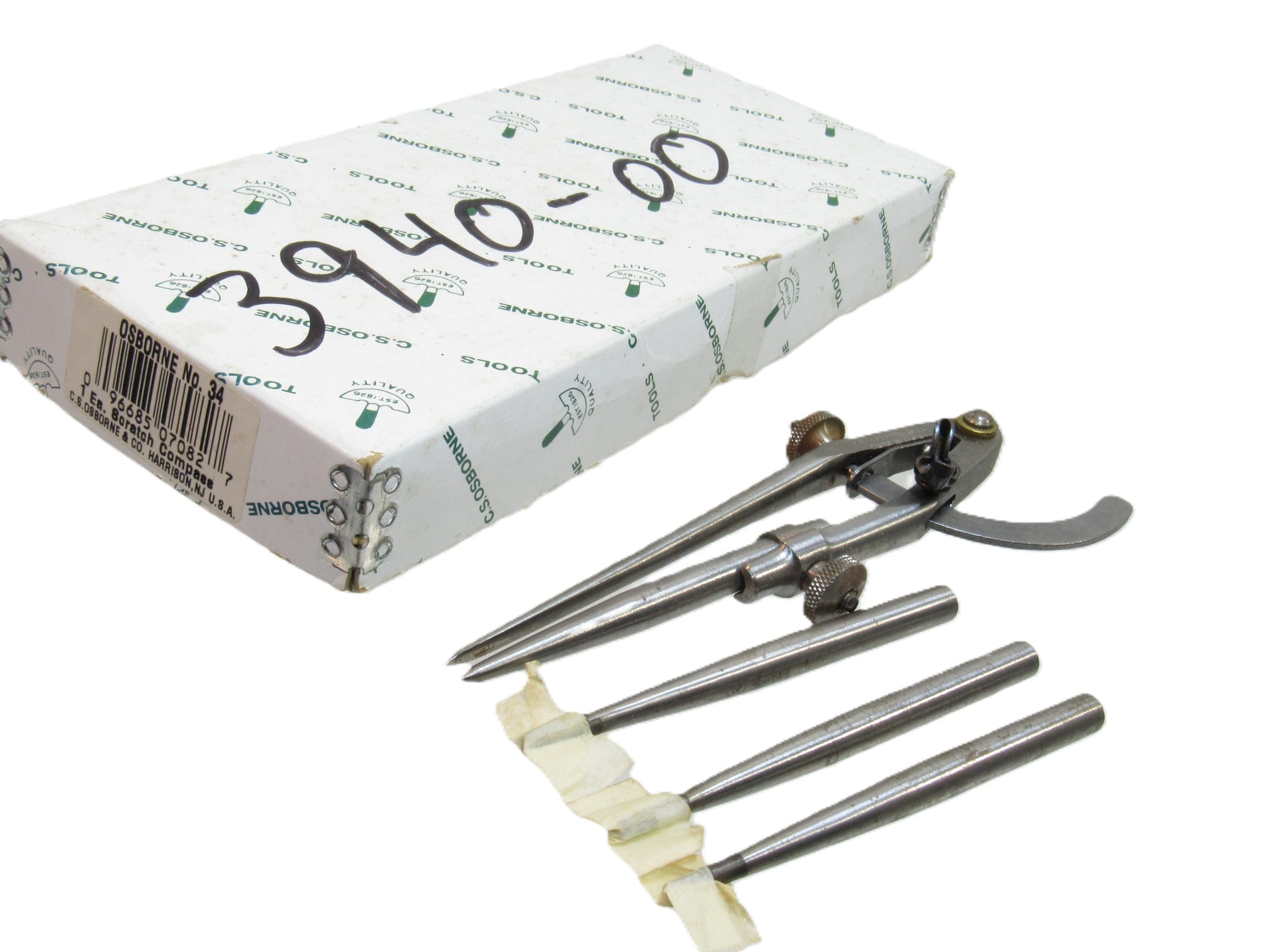 Fine Pair Of Osborne No 34 Carpenters Dividers / Scratch Compass With 4 ...