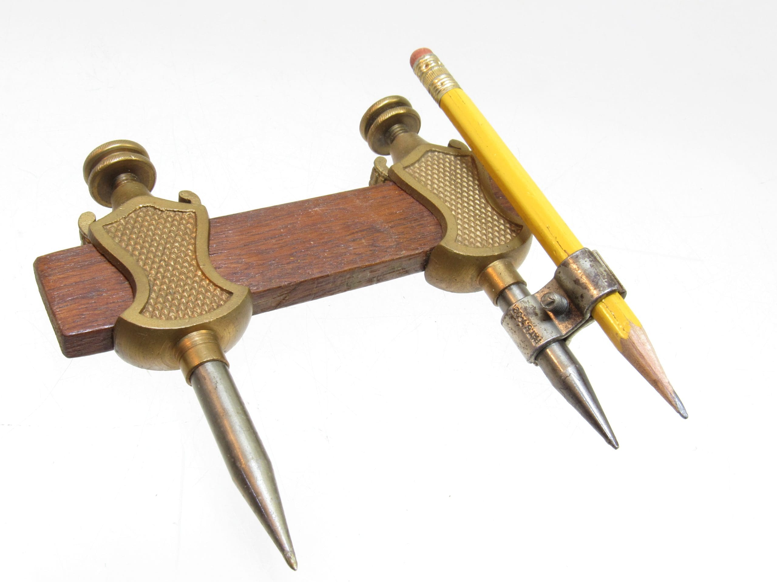 Amazing Fine Stanley # 2 Brass Trammel Points 4 1/2" Tall With Patented ...