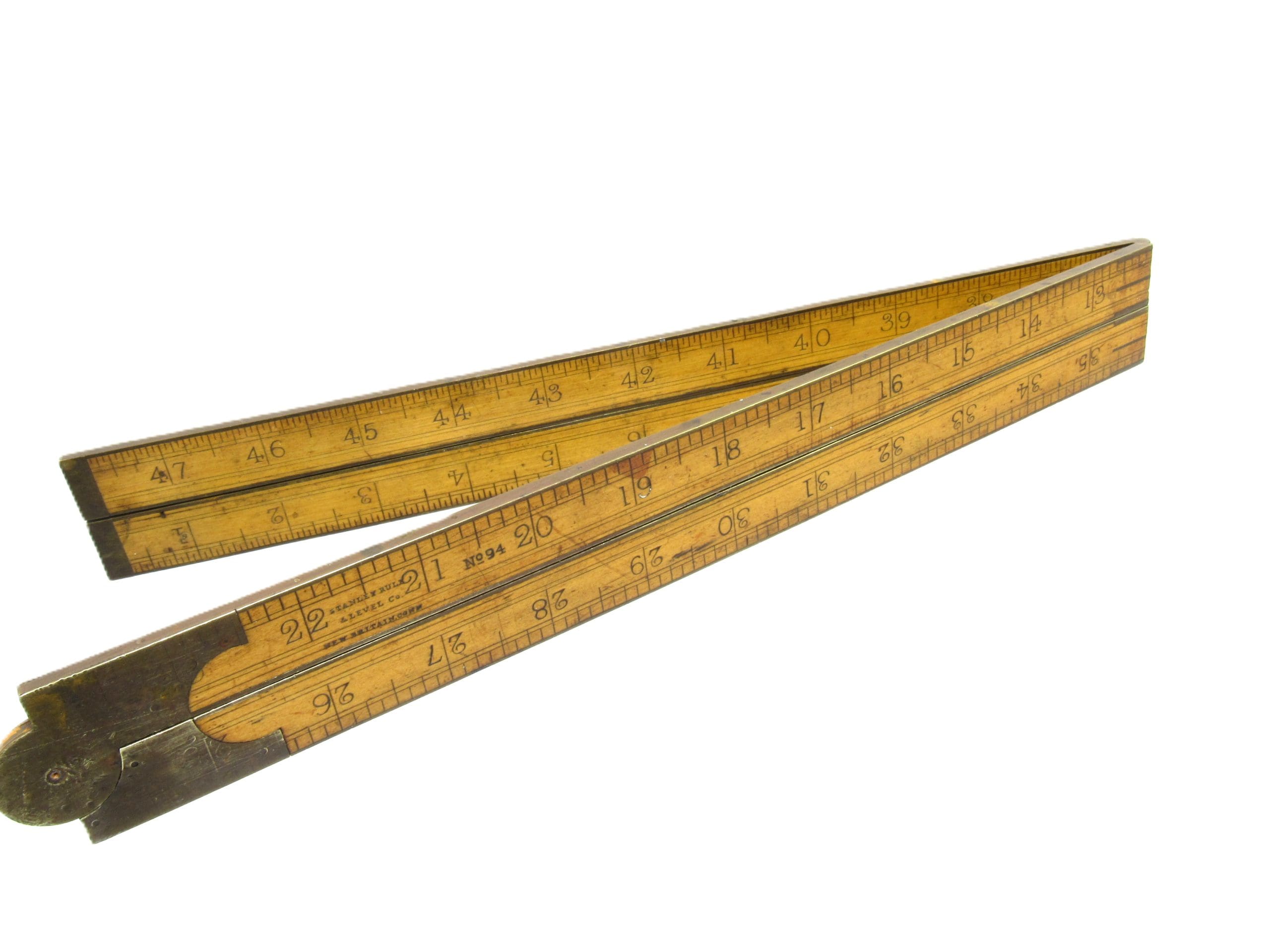 Very Nice Stanley No 94 Extra Long 4 Foot 4 Fold Rule Fully Brass Bound ...
