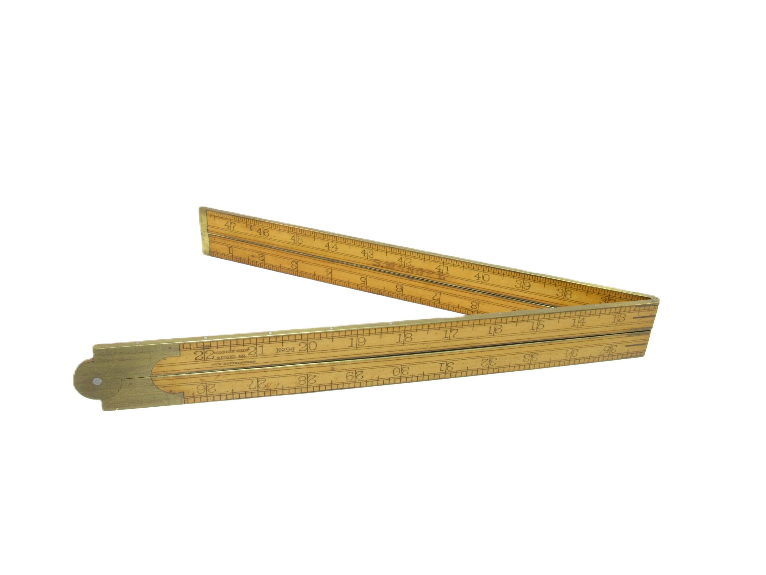 Very Nice Stanley No 94 Extra Long 4 Foot 4 Fold Rule Fully Brass Bound ...